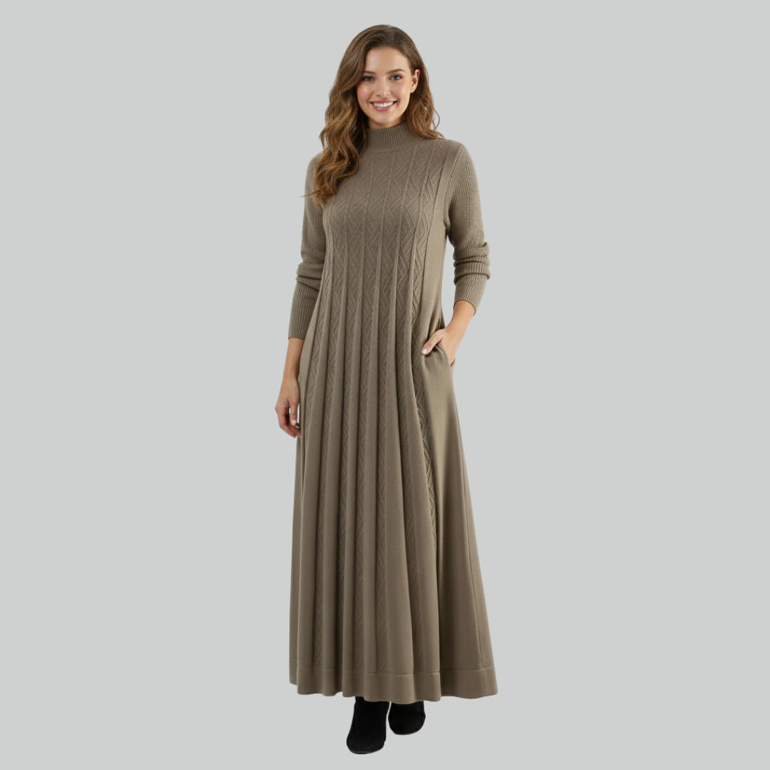 Sorella | Over-Knee Knitted Dress Coat with Tummy-Covering Skirt ...